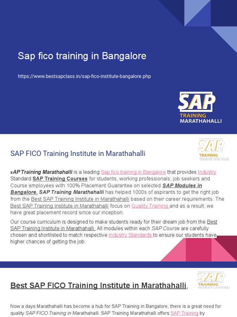 SAP FICO Training in Marathahalli | PDF | Curriculum | Accounting