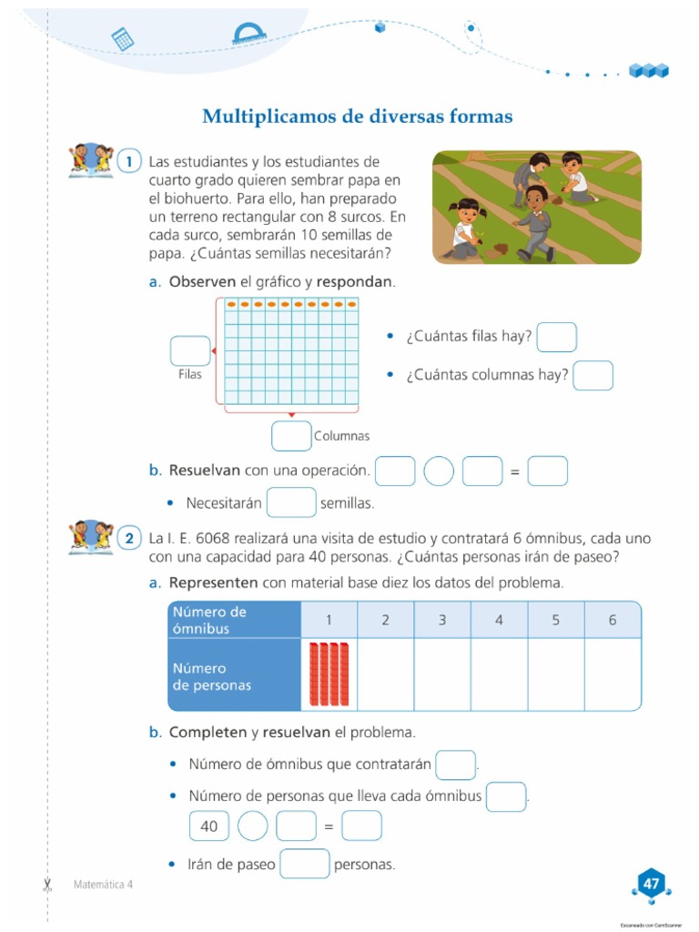 Ficha - Multiplicamos de Diversas Formas - 4to Grado | PDF