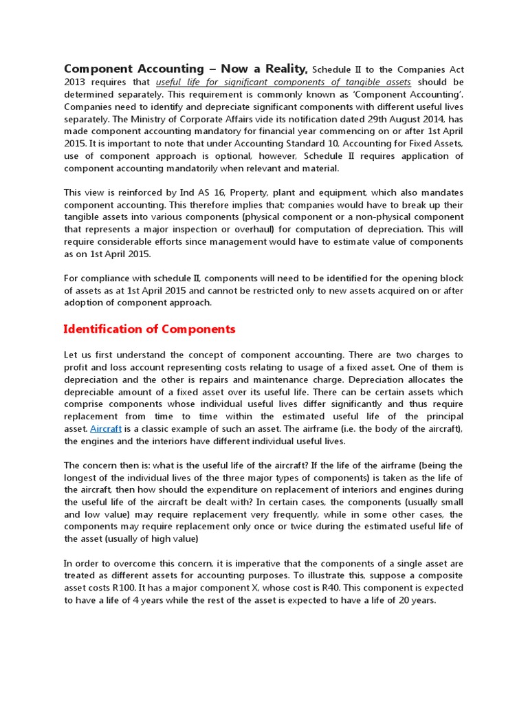 Component Accounting - Now A Reality,: Identification of Components ...