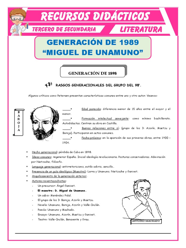 Generación de 1898 para Tercero de Secundaria | PDF | Poesía | Novelas