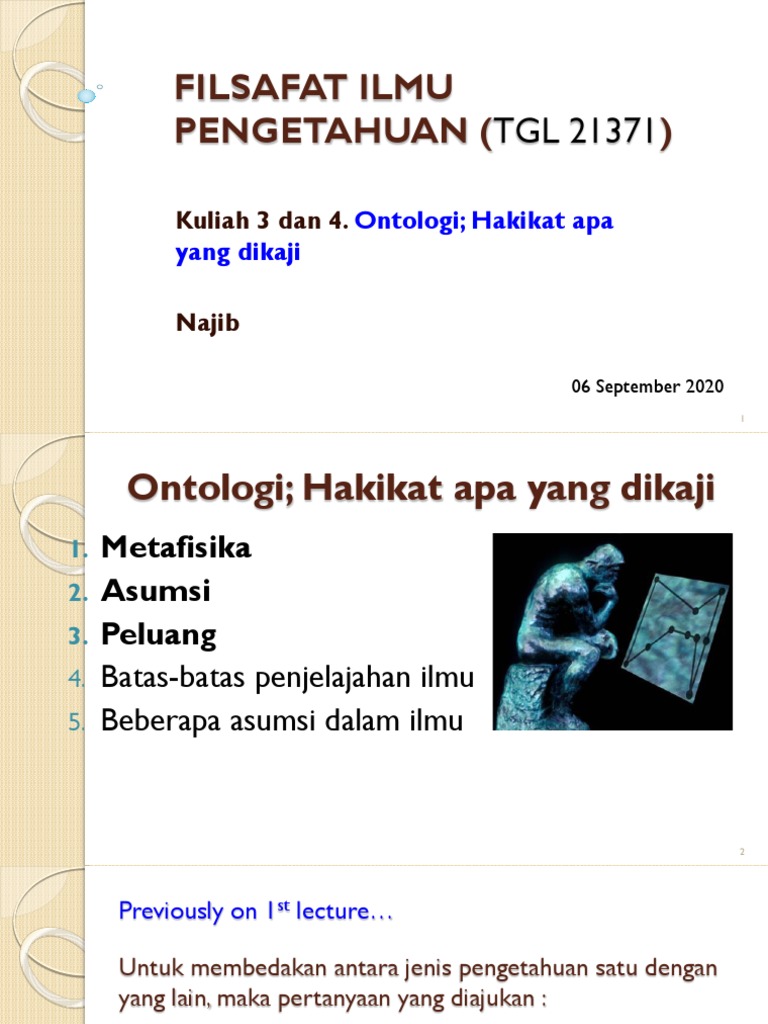 Kuliah 3 FIP - Ontologi - Hakikat Apa Yang Dikaji | PDF