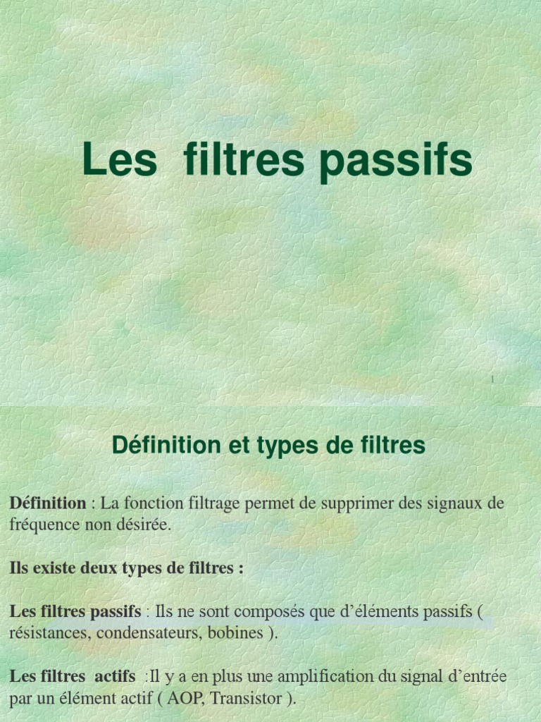 Types et définitions des filtres électroniques | PDF | Filtre ...