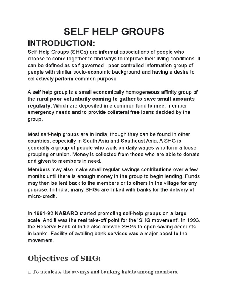 Self Help Groups | PDF | Microfinance | Banking