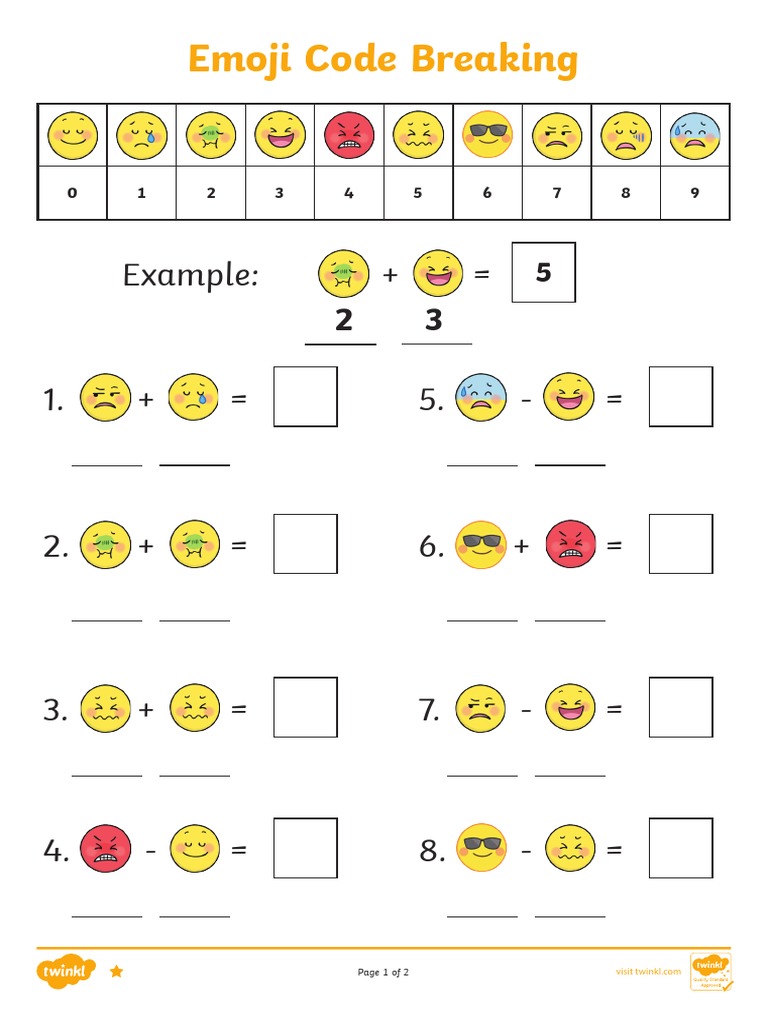 Emoji Code Breaking: Example: + 5. | PDF