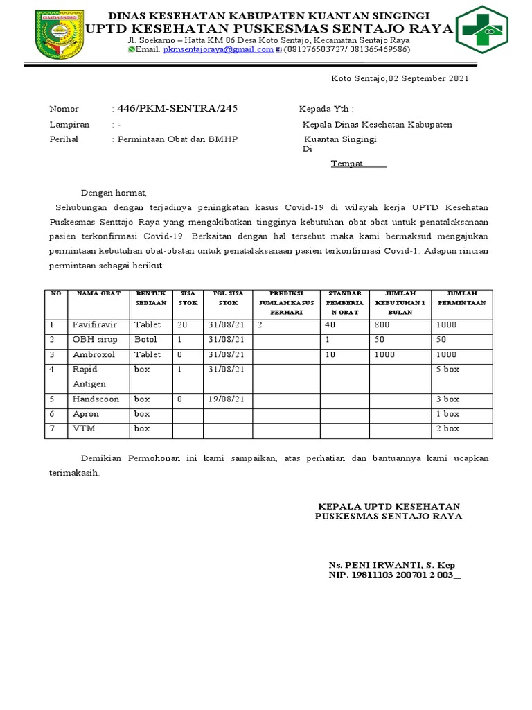 Contoh Surat Permintaan Obat 1 Pdf