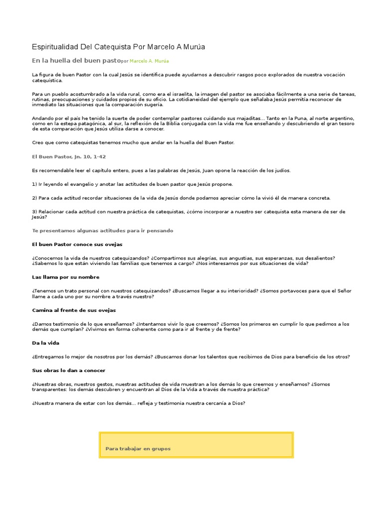 Espiritualidad Del Catequista Por Marcelo A Murua - Compress | PDF ...