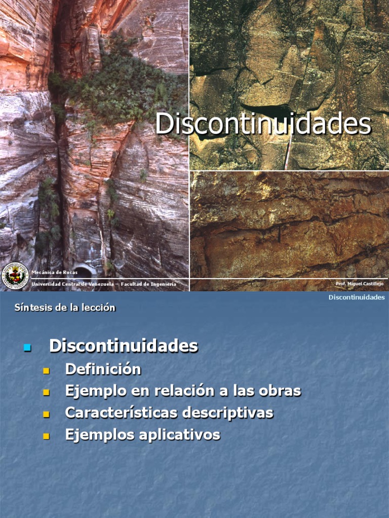 Lección 07 Discontinuidades | PDF | Roca (geología) | Falla (geología)