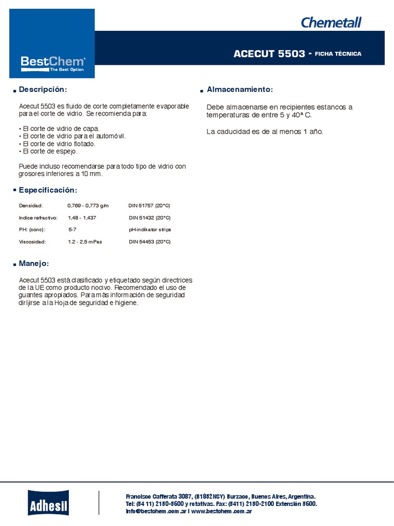 Ficha Técnica de Acecut 5503 | PDF