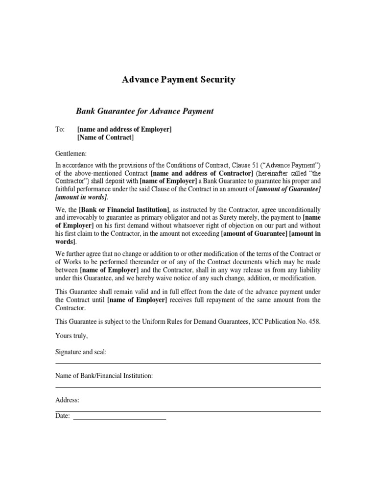 Advance Payment Guarantee Form | PDF