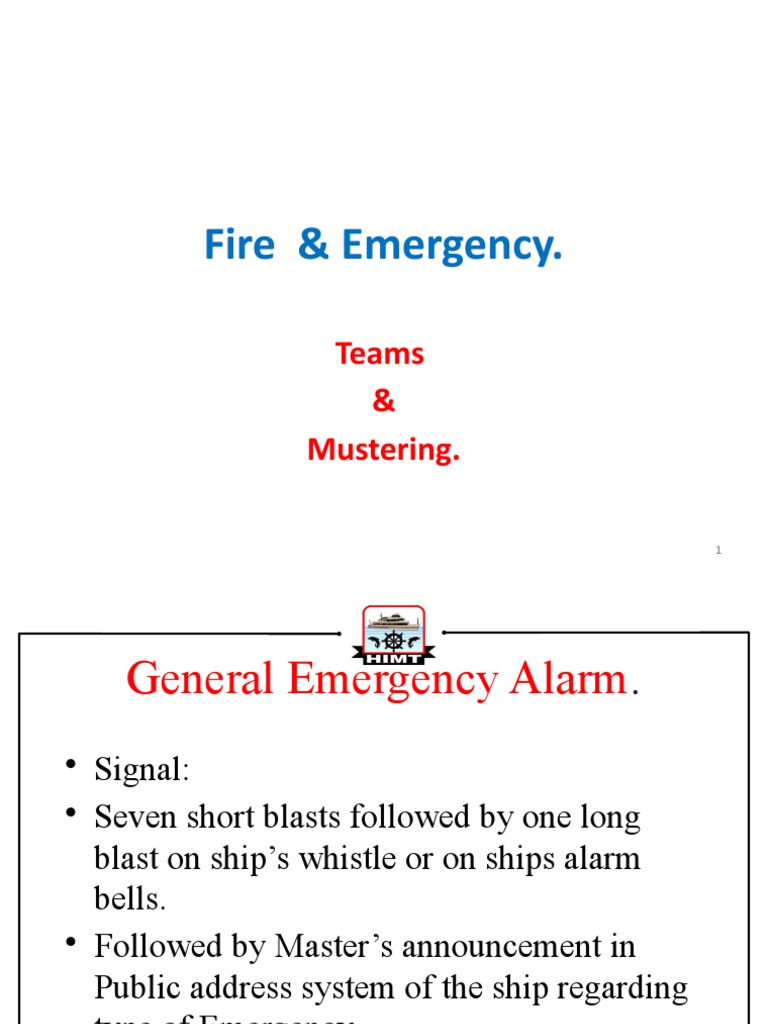 Fire Drill Emergency Mustering | PDF | Ships | Firefighting