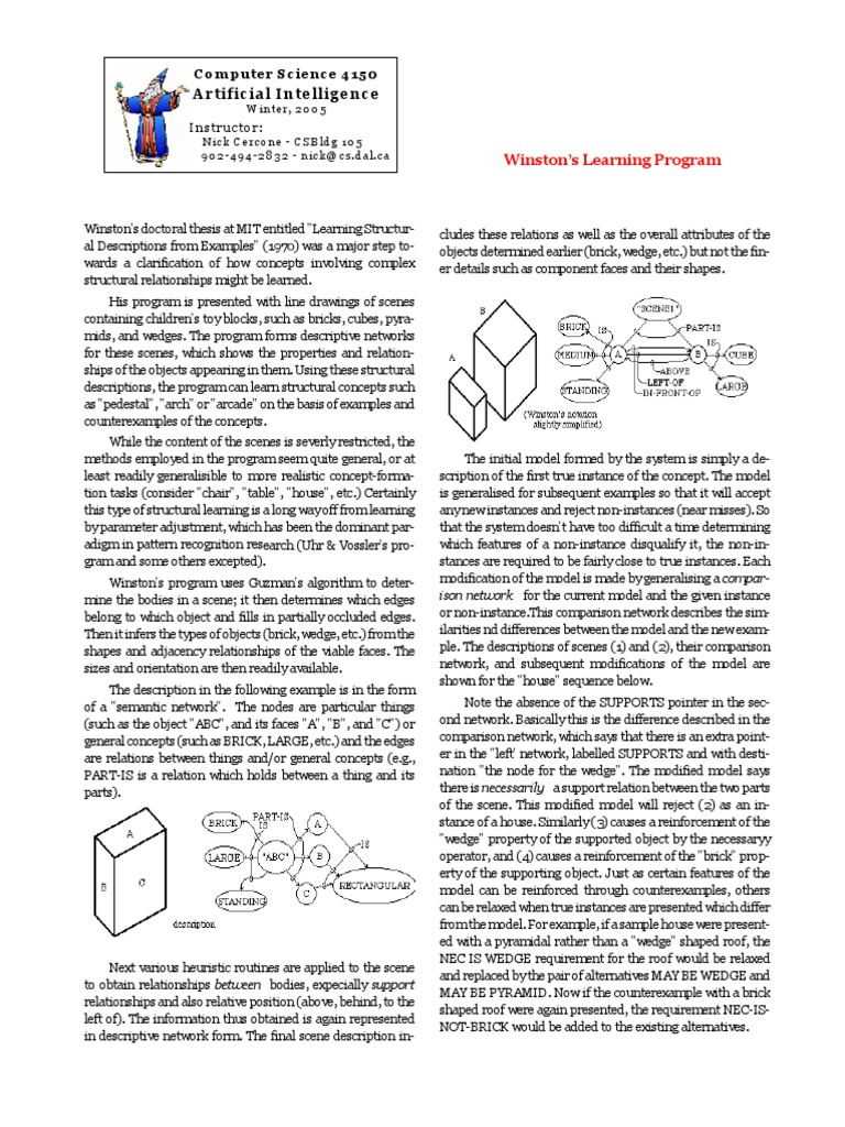 Winston Learning in AI | PDF | Concept | Area