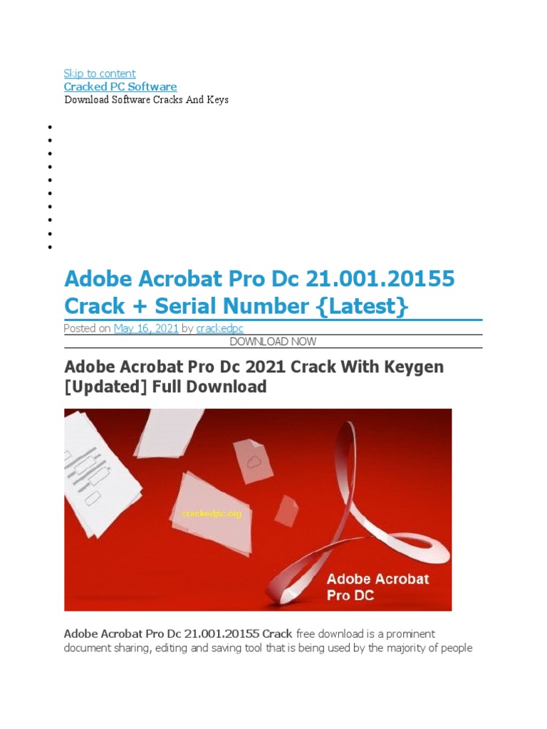 Adobe Acrobat Pro DC 21.001.20155 Crack + Serial Number (Latest) | PDF ...