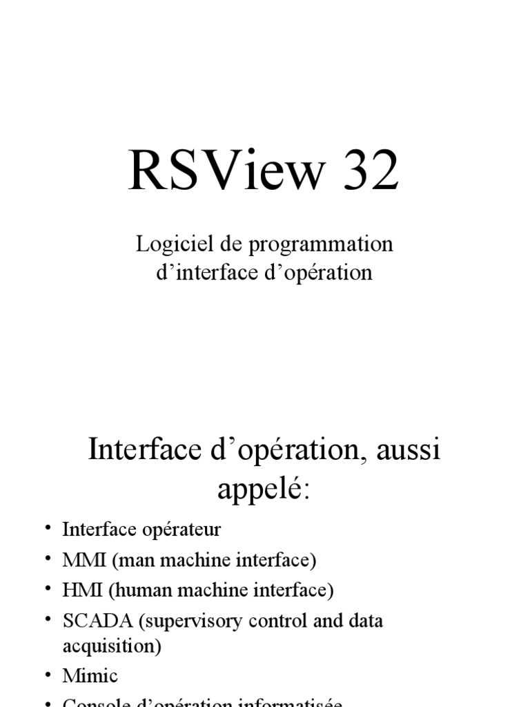 Rsview 32: Logiciel de Programmation D'Interface D'Opération | PDF ...