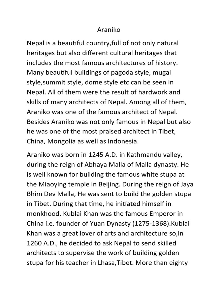 Araniko | PDF | History