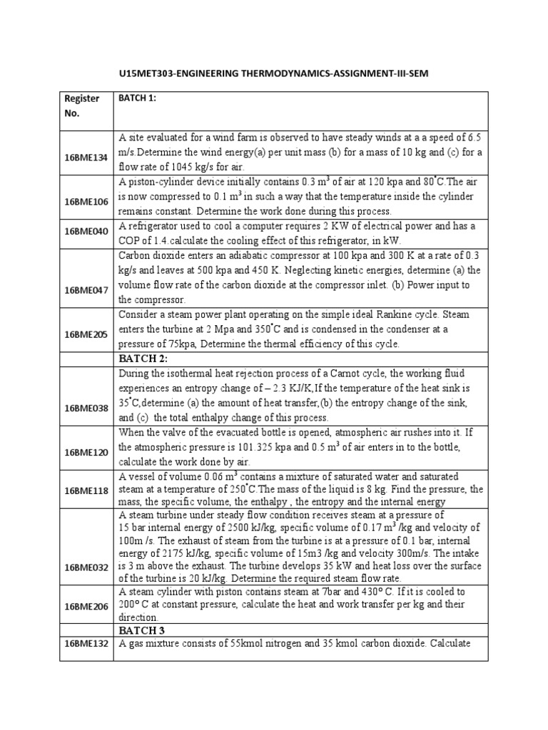 U15met303-Ii-B - Assignment | PDF | Steam | Enthalpy