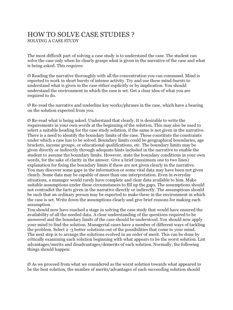 How To Solve Case Studies | PDF