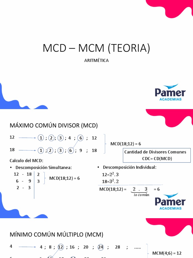 MCM y MCD Teoria | PDF | Aritmética | Multiplicación