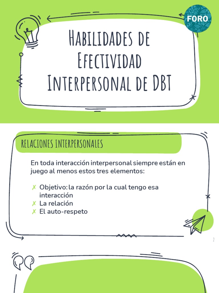 Habilidades Interpersonales en DBT | PDF | Sicología | Conceptos psicologicos