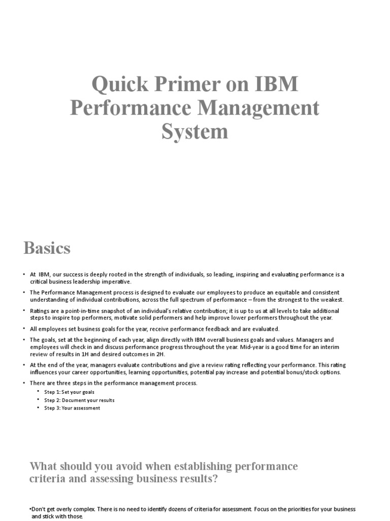 Quick Primer On IBM Performance Management System | PDF | Cognitive ...