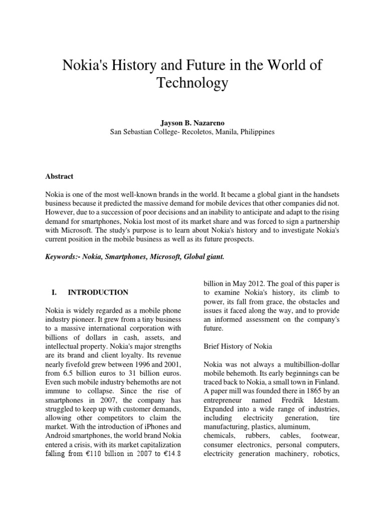 Nokia Case Study by Jayson Nazareno | PDF | Nokia | Smartphone