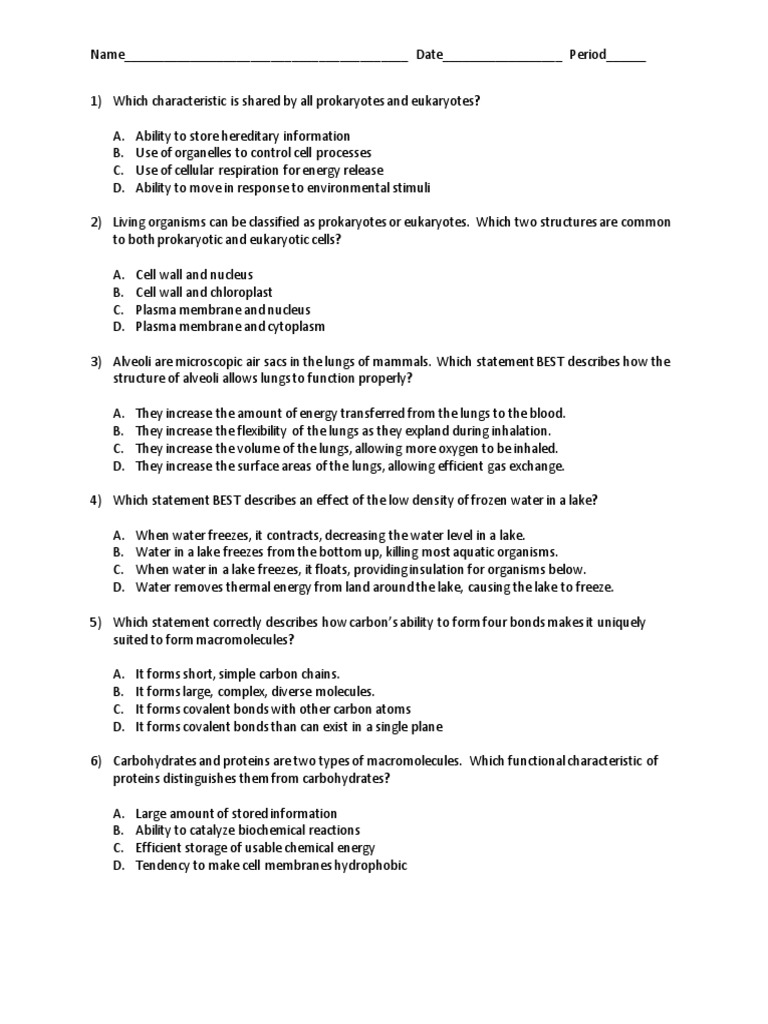 Biology Keystone Module 1 Practicetest | Download Free PDF | Cell ...