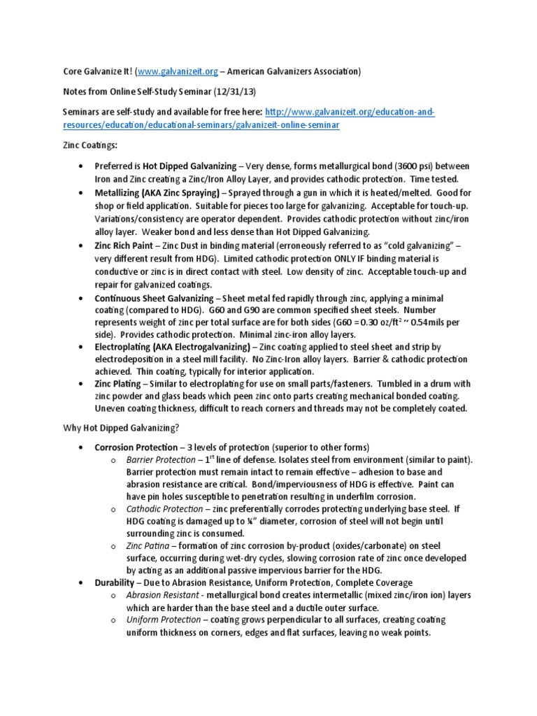Core Galvanize It Course - Hot Dip Galvanizing | PDF | Corrosion ...