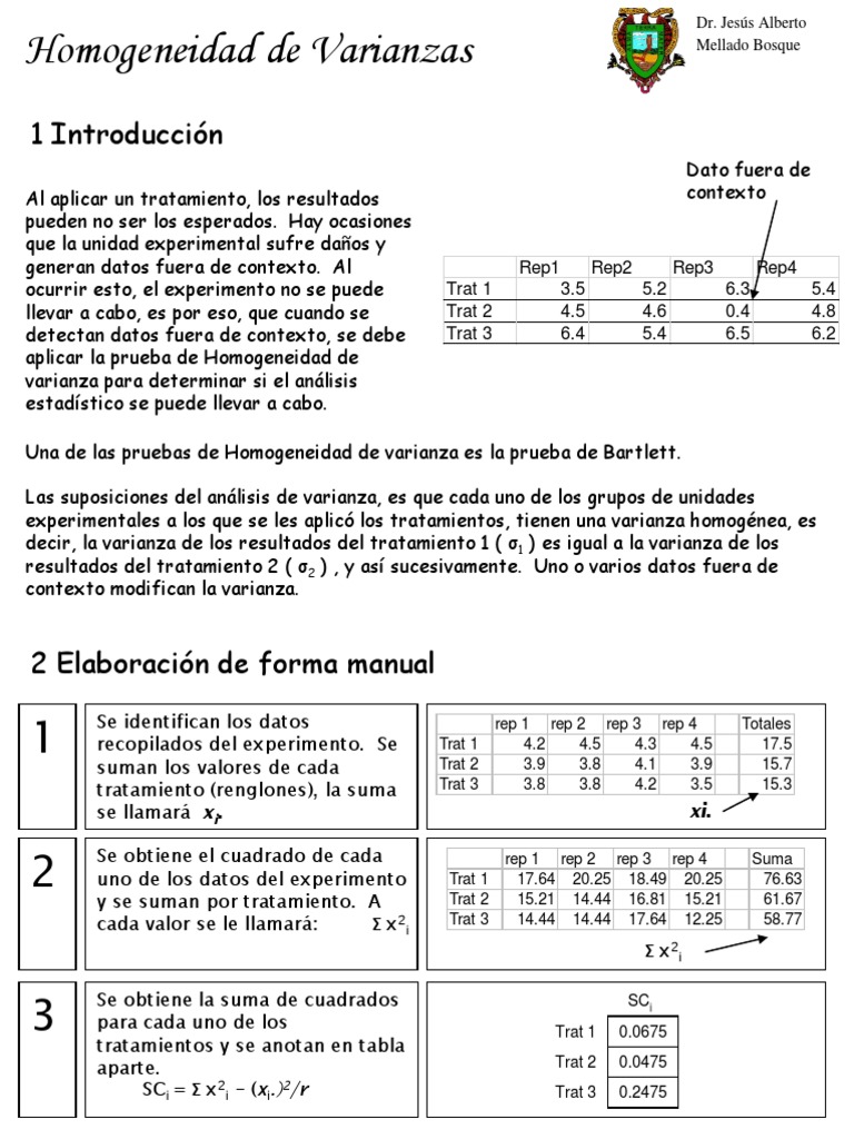 Homogeneidad de Varianza | PDF | Logaritmo | Matemáticas