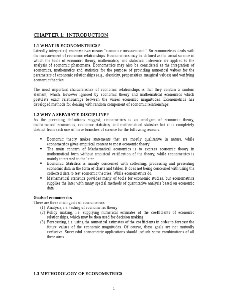 Econometrics Chapter 1 7 2d Agec 1 Pdf Econometrics Ordinary Least Squares