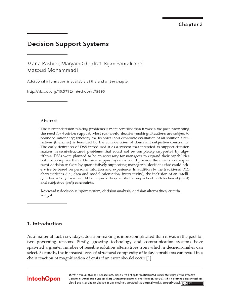 Decision Support Systems | PDF | Cost–Benefit Analysis | Decision Making