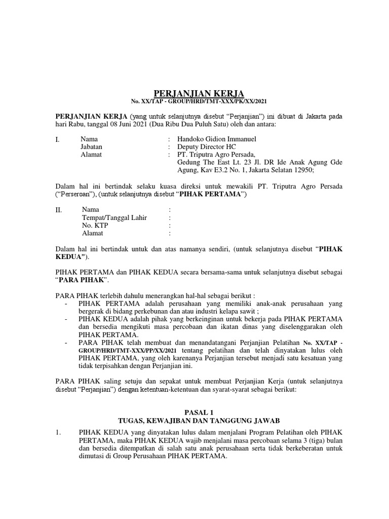 Draft SPK TMTP 2021 | PDF | Hukum