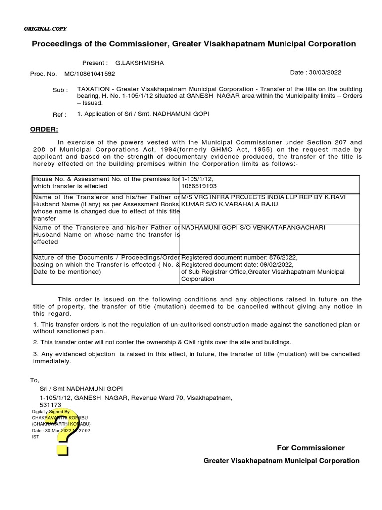 1086519193-Mutation Certificate | PDF | Common Law | Government