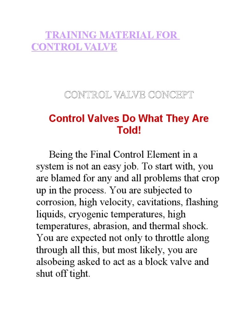 Control Valve Training Overview | PDF | Valve | Actuator
