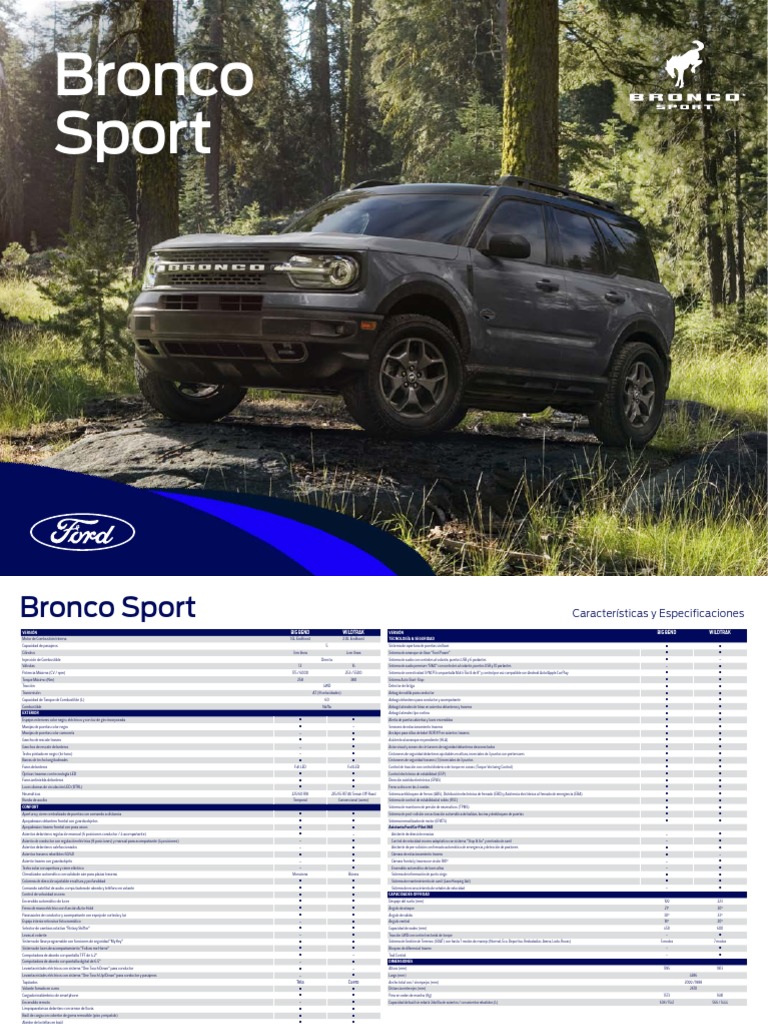 Ficha Tecnica Ford Bronco Sport 2023 | PDF | Airbag | Sistema de freno ...