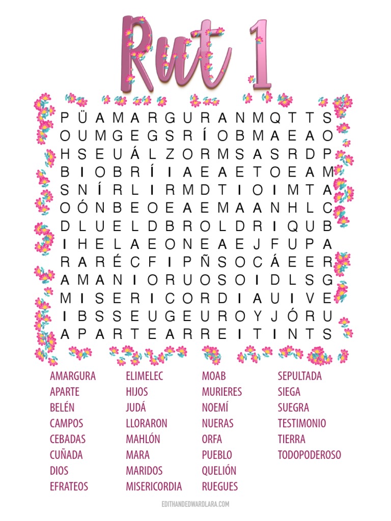 Rut Capitulo 1 Sopa de Letras | PDF | Noemí (figura bíblica) | Libro de rut