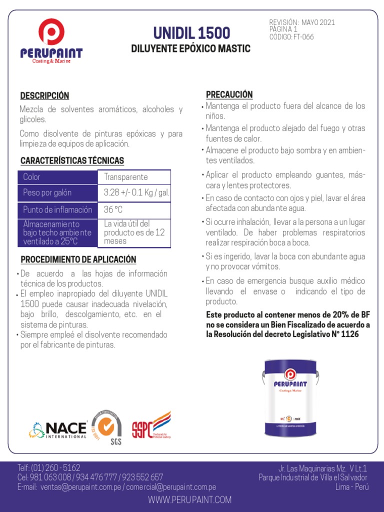 FT-066 Unidil 1500 | PDF | Compuestos químicos | Sustancias químicas