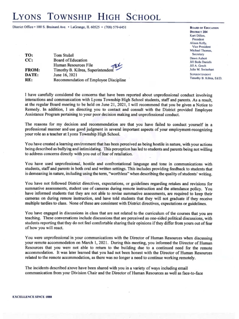 Tom Stukel Notice of Remedy Letter | PDF