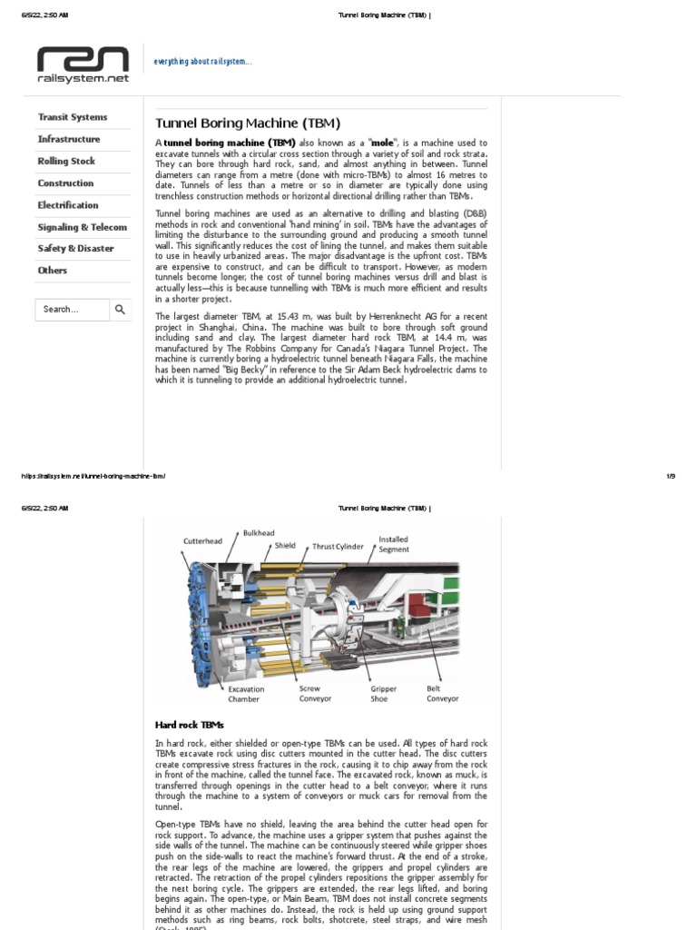 Tunnel Boring Machine (TBM) | PDF | Tunnel | Civil Engineering