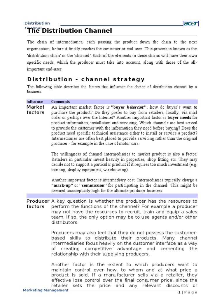 The Distribution Channel | PDF | Distribution (Business) | Retail
