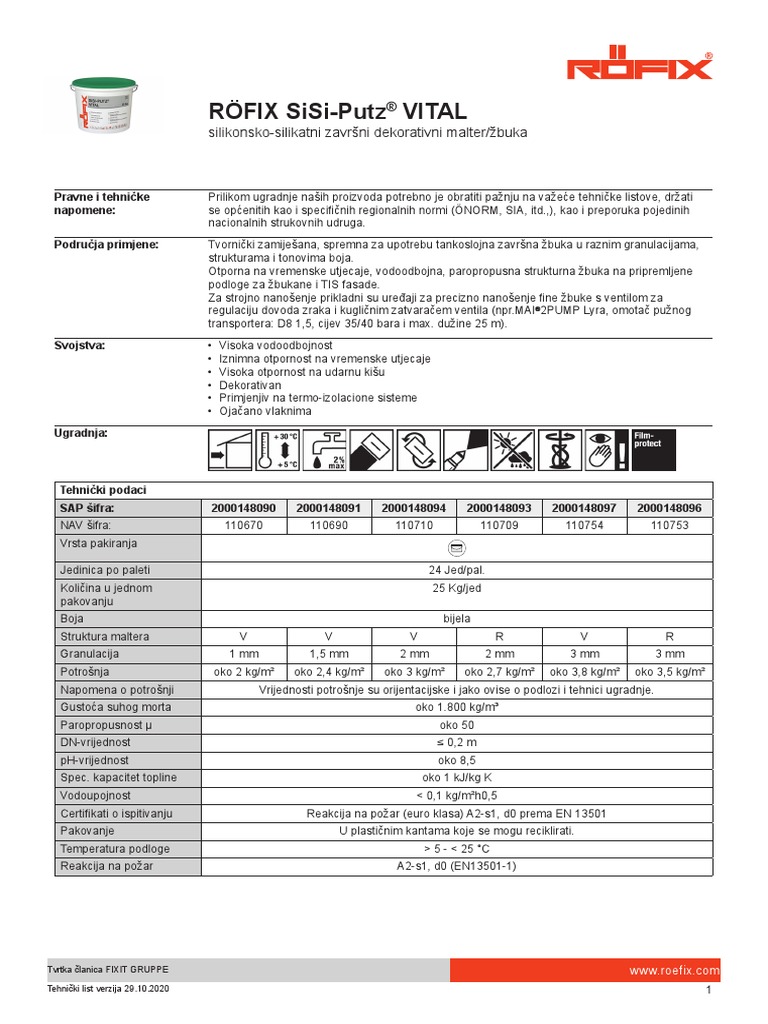 Tehnički List RÖFIX SiSi Putz® VITAL Silikonsko Silikatni Završni ...