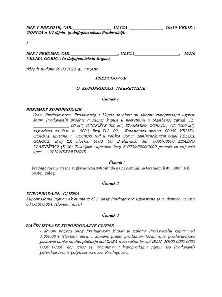 PREDUGOVOR Primjer | PDF