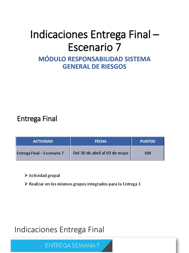 Indicaciones Entrega Final - Escenario 7 | PDF