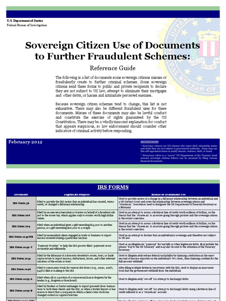 Sovereign Citizen Use of Documents To Further Fraudulent Schemes | PDF ...