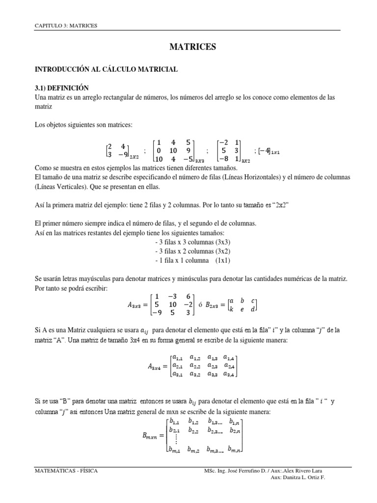 Tema 3 - Matrices | PDF | Matriz (Matemáticas) | Multiplicación