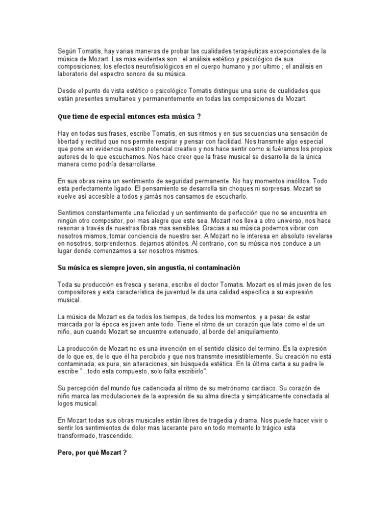 Tomatis | PDF | Wolfgang Amadeus Mozart | Ritmo
