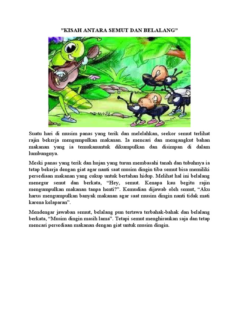 Kisah Antara Semut Dan Belalang | PDF