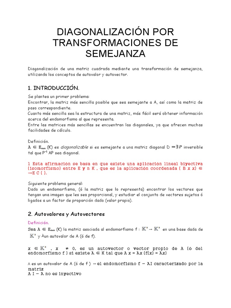 Diagonalizacion | PDF | Valores propios y vectores propios | Matriz (Matemáticas)