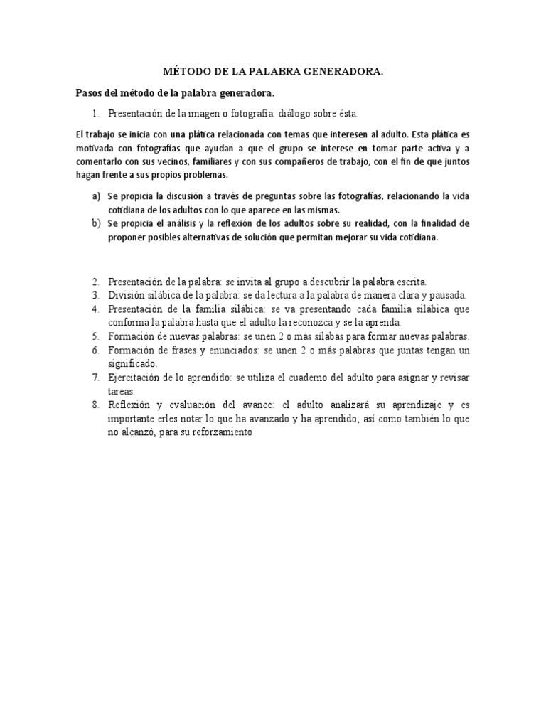 Método de La Palabra Generadora | PDF