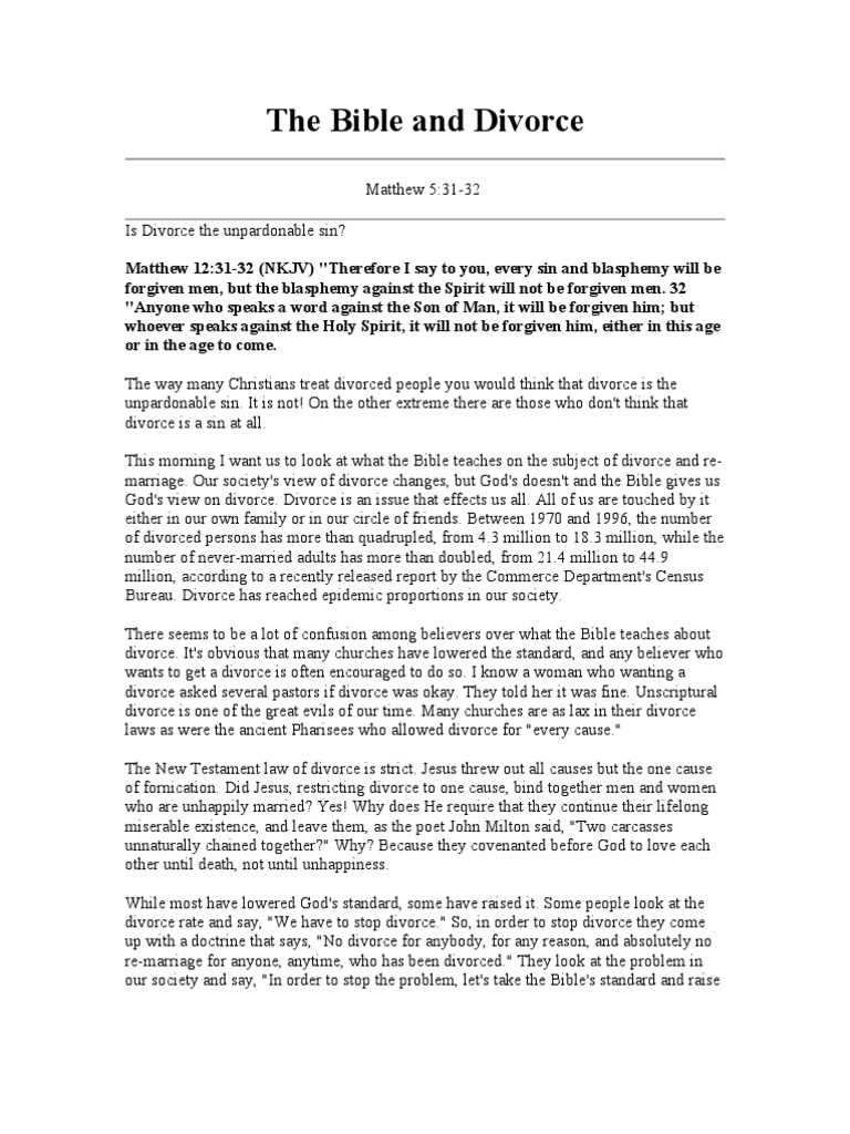 The Bible and Divorce | Adultery | Marriage