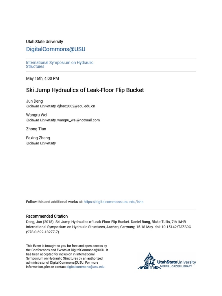 Ski Jump Hydraulics of Leak-Floor Flip Bucket | PDF | Spillway | Fluid ...