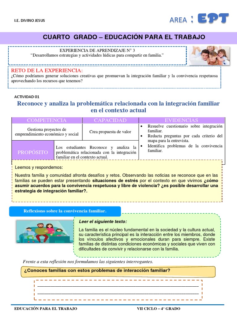 Iii Experiencia de Aprendizaje - Act 1 - 4° Grado - Sem 1 | PDF | Aprendizaje | Modificación de ...